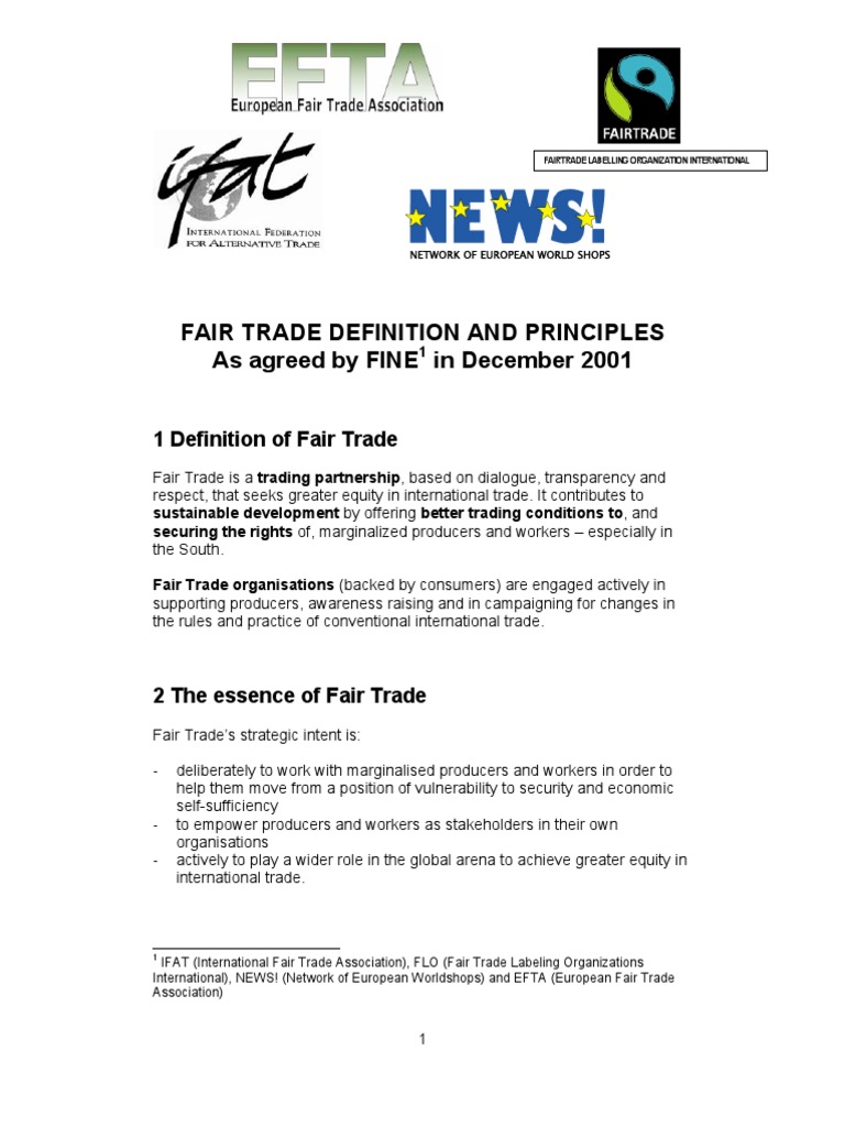 Fair Trade Definition and Principles | PDF | Fair Trade | International ...