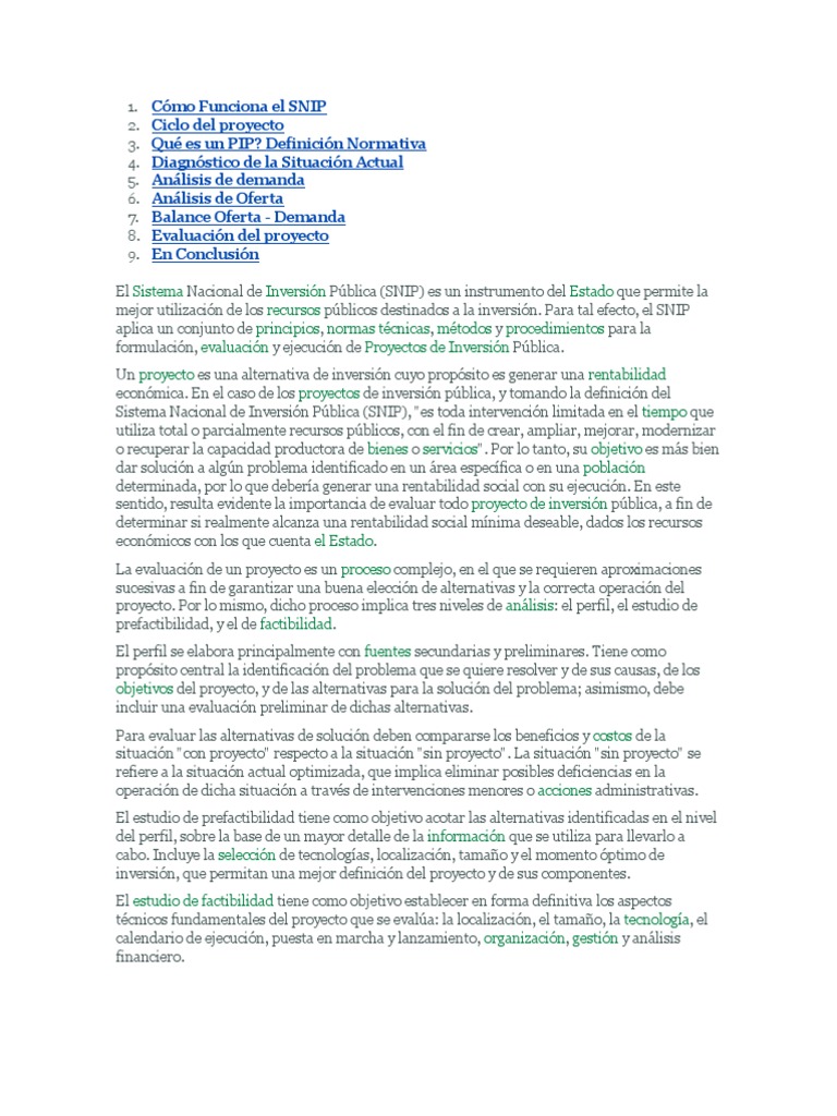 Cómo Funciona El SNIP | PDF | Beneficio (economía) | Oferta (economía)