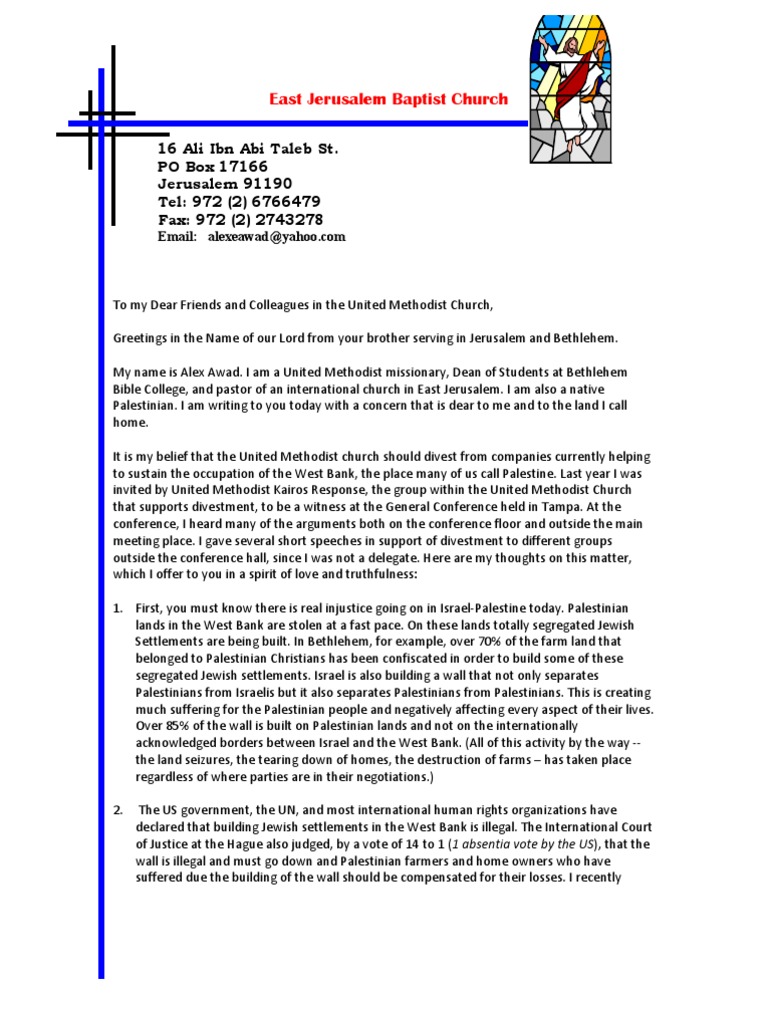 Letter From Rev. Alex Awad To United Methodist Annual Conferences | PDF ...