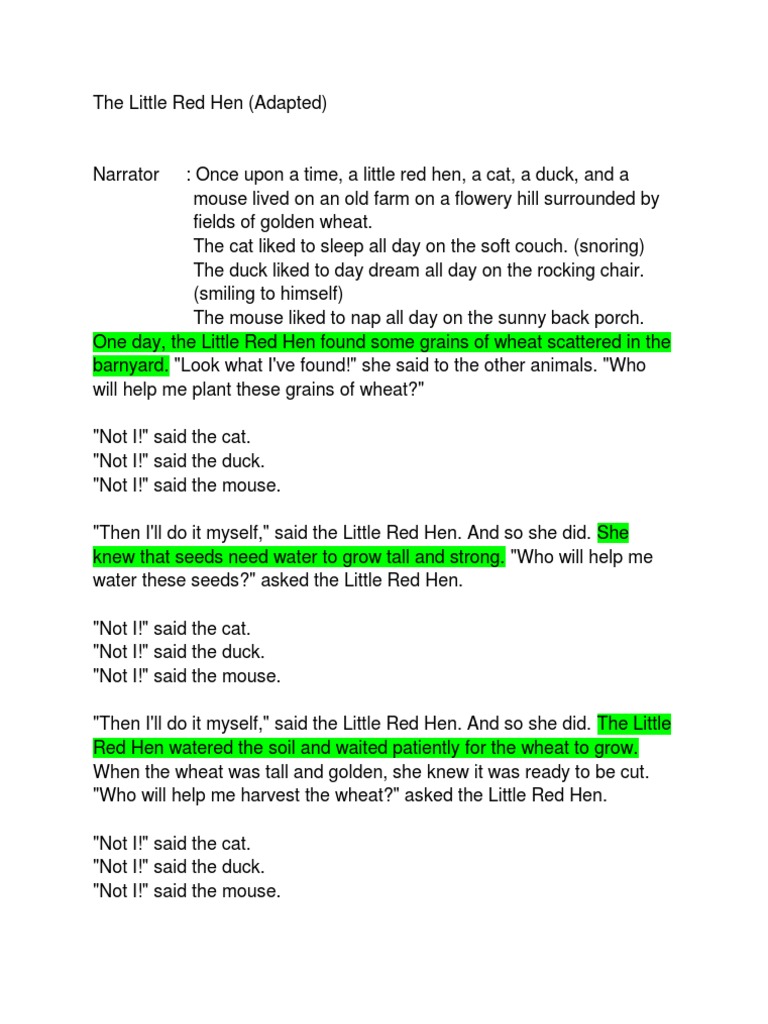The Little Red Hen | PDF | Breads | Wheat