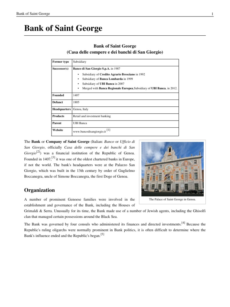 Bank of Saint George | PDF | Banking | Genoa