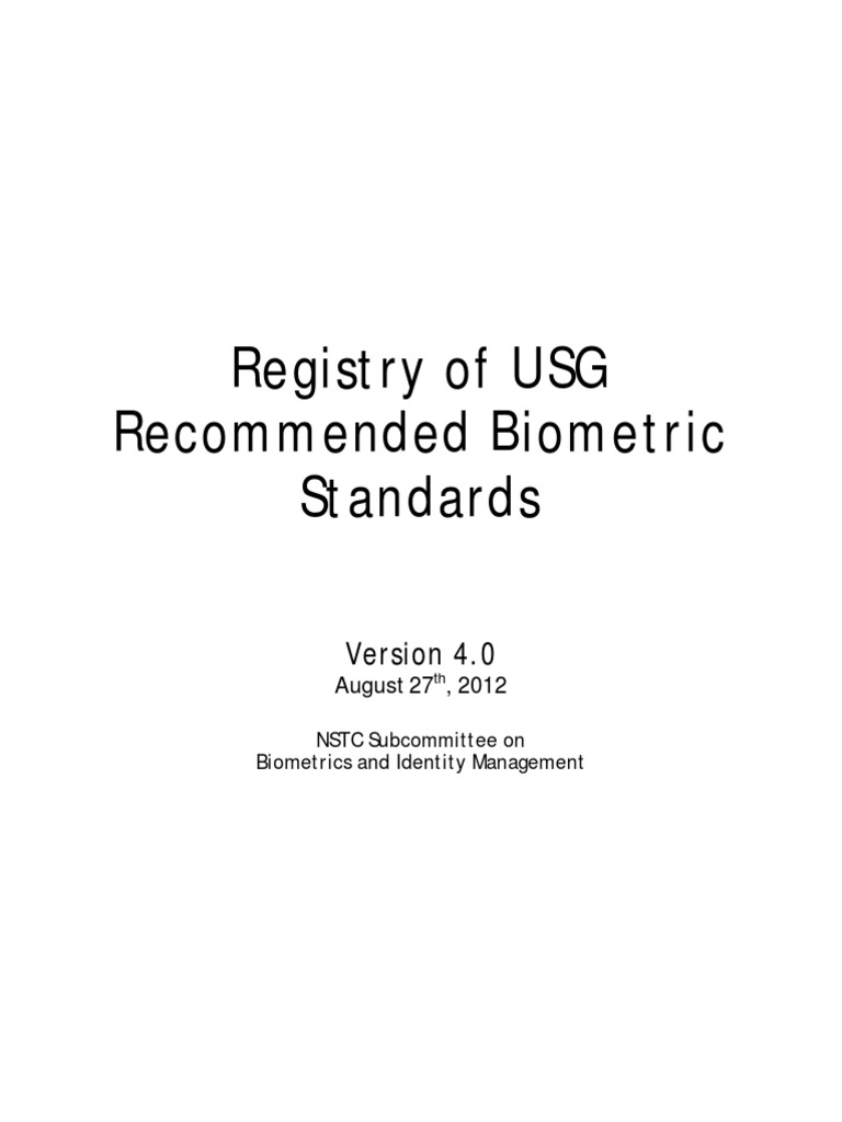 Registry of USG Recommended Biometric Standards | PDF | Data ...