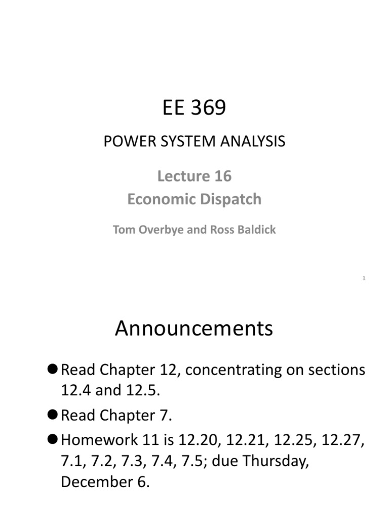 Power System Analysis: Economic Dispatch | PDF | Electrical Engineering ...