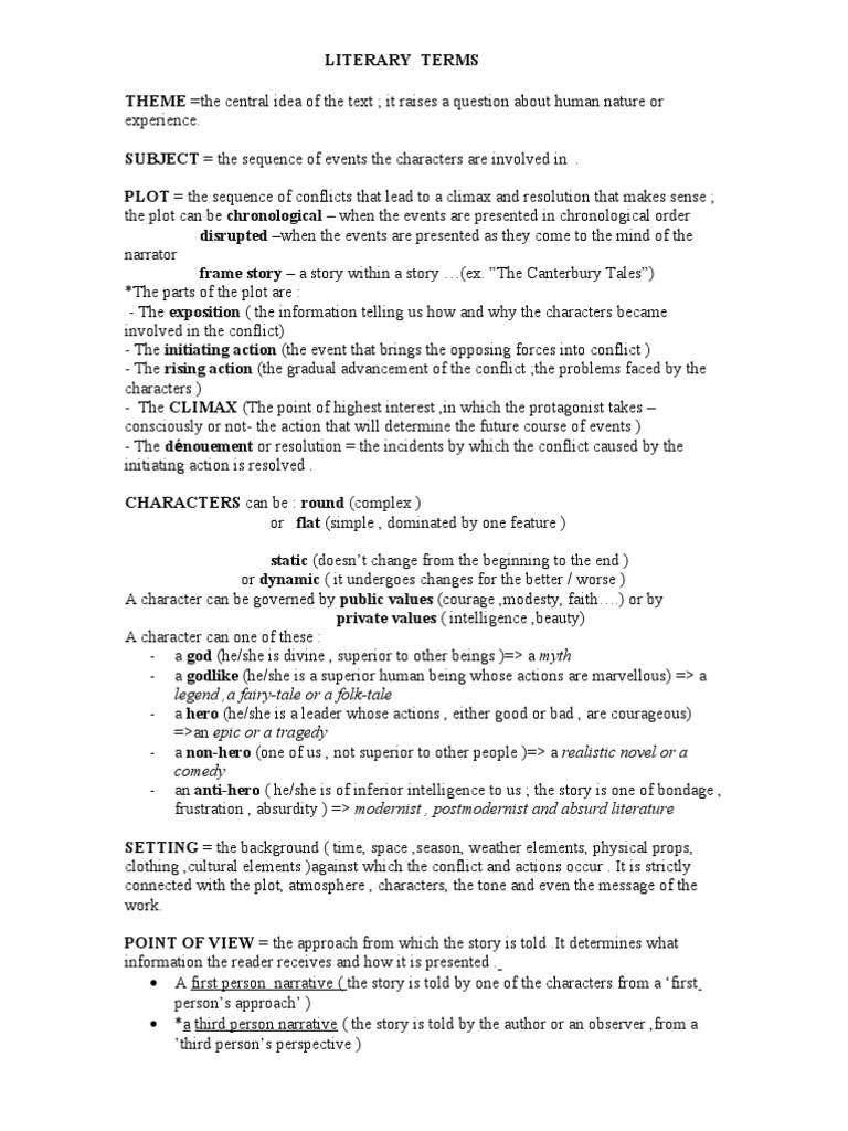 Key Literary Terms Explained | PDF