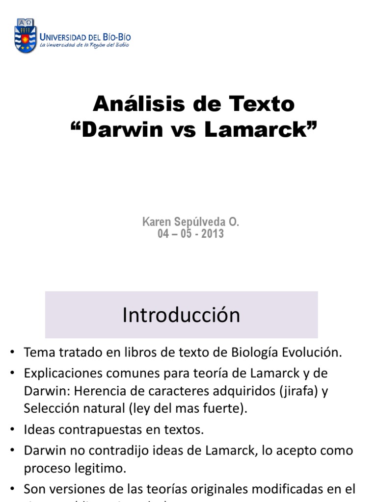 Presentacion Darwin Lamarck | PDF | Evolución | Charles Darwin