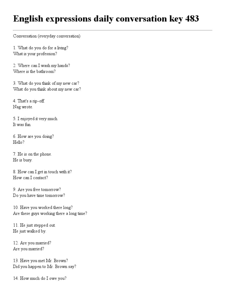English Expressions Daily Conversation Key 483 | PDF | Secondary School ...