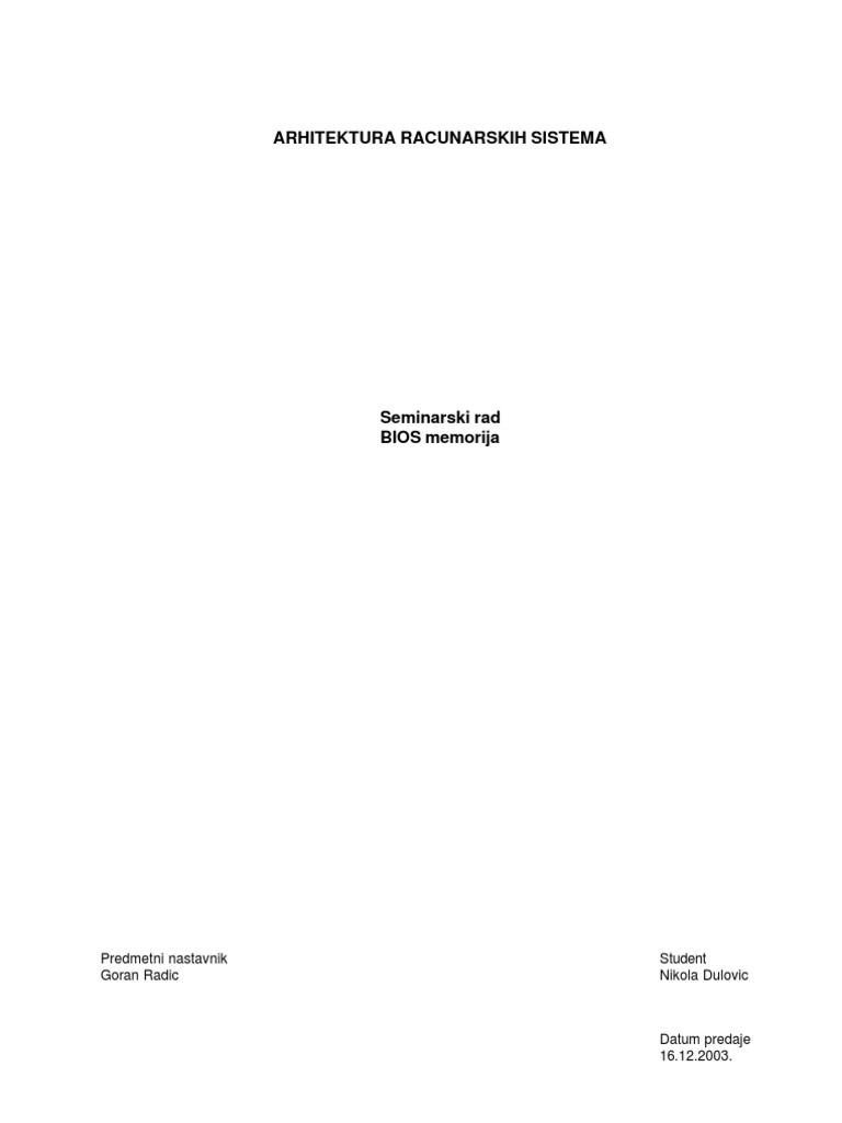 BIOS Memorija | PDF