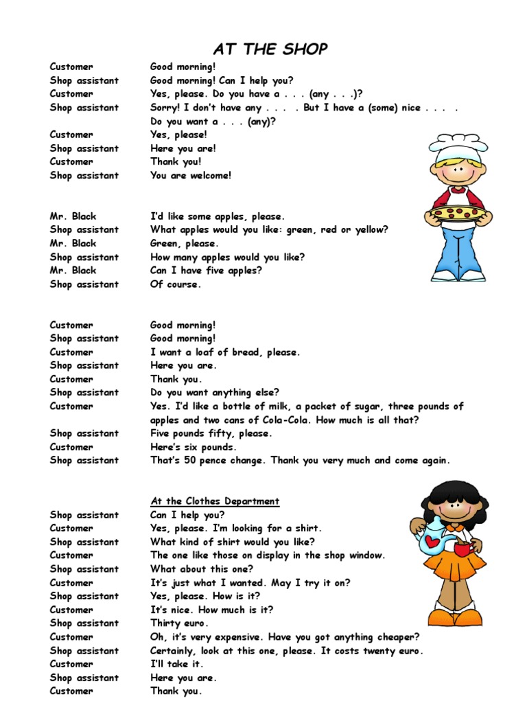 Conversartion at The Shop | PDF | Grocery Store | Supermarket