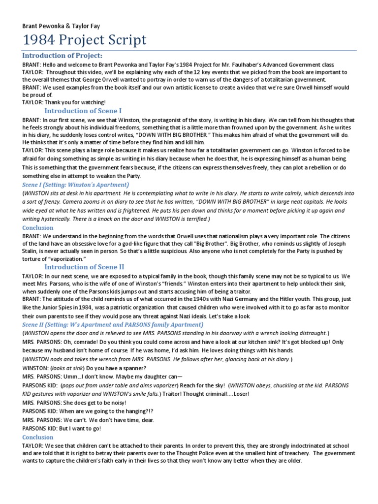 1984 Project Script | PDF