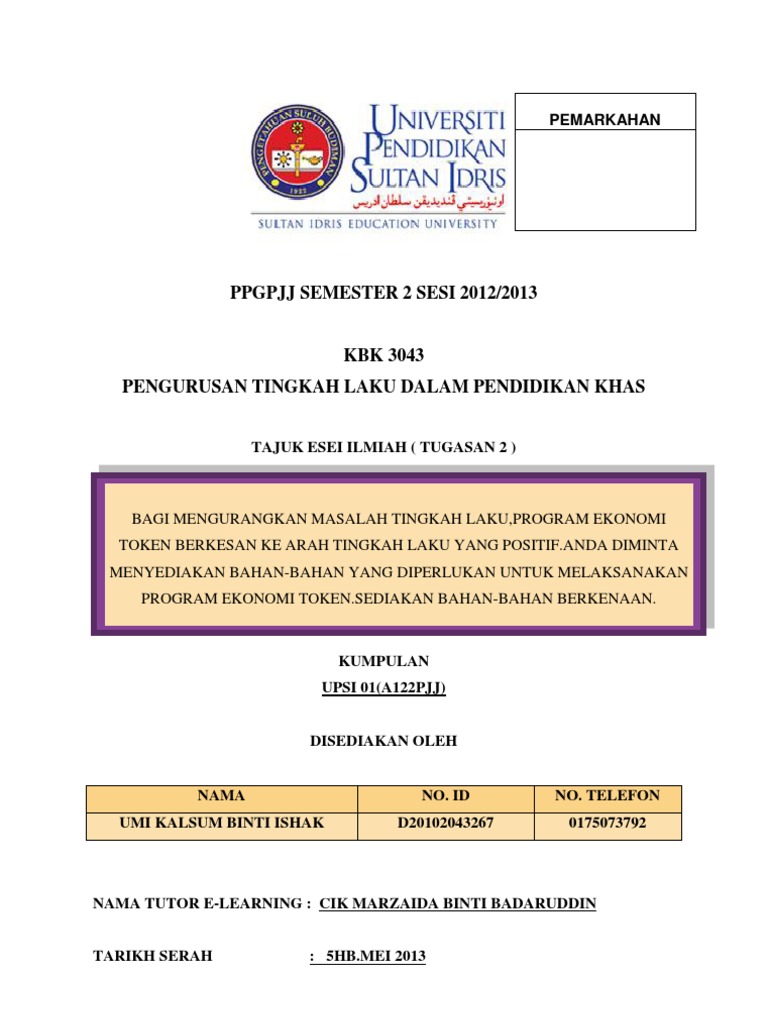 Strategi Token Ekonomi dalam Pendidikan Khas | PDF