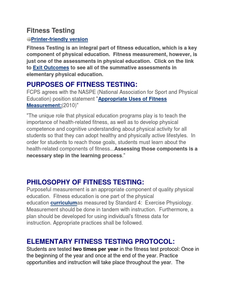 Fitness Testing | PDF | Physical Fitness | Physical Education
