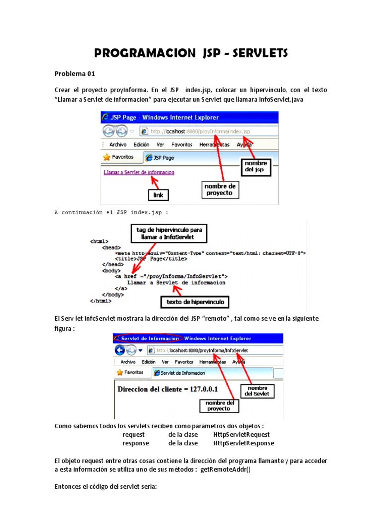 Clase JSP y Servlets | PDF | Páginas del servidor Java | Lenguaje de programación