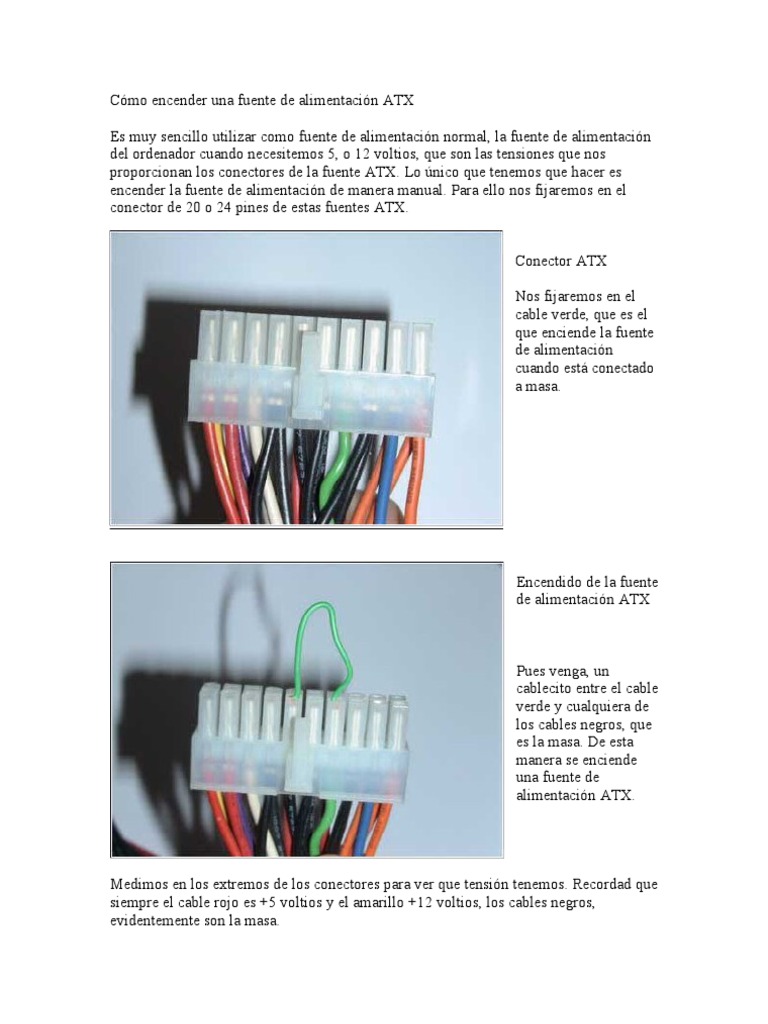 Encender Fuente ATX | PDF | Fuente de alimentación | Ingeniería Electrónica