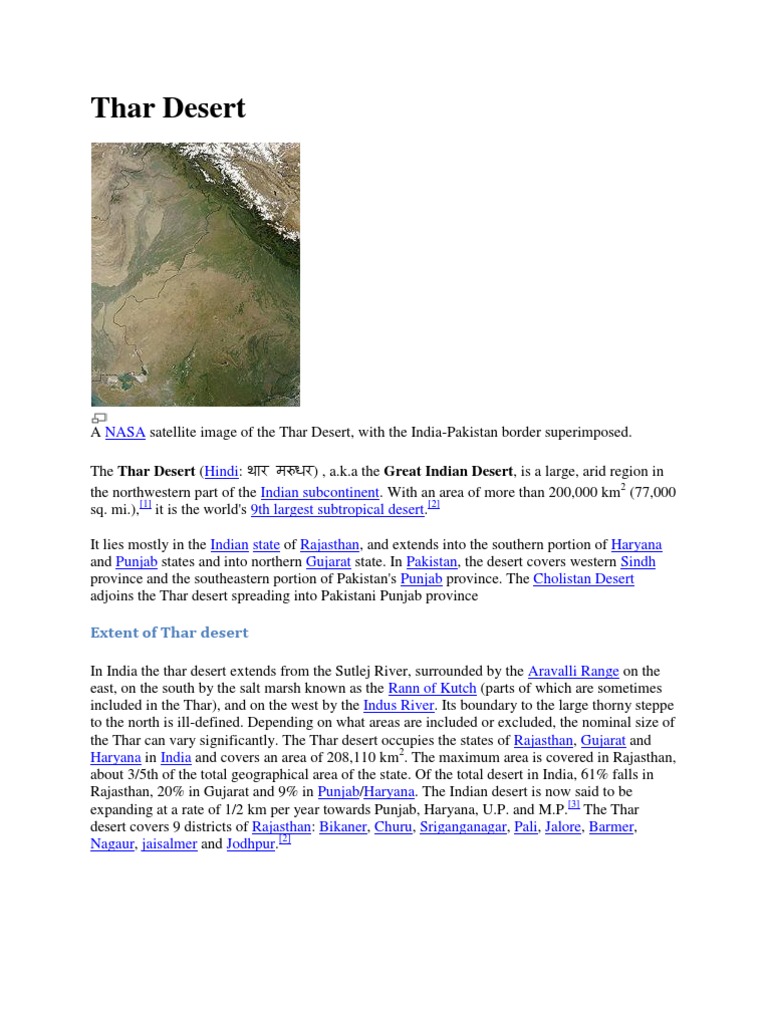 Extent of Thar Desert | PDF | Conservation | Science
