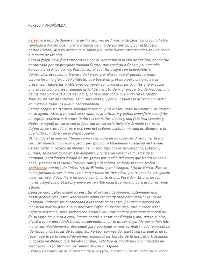 Perseo y Andrómeda | Descargar gratis PDF | Caracteres mitológicos ...
