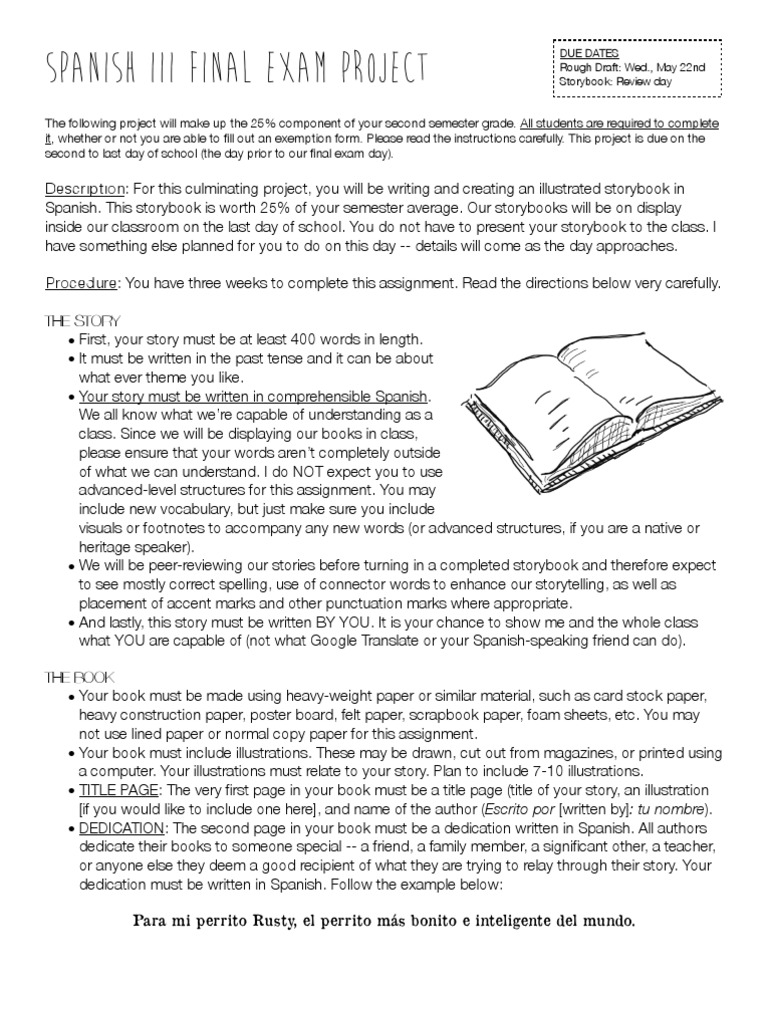Spanish III Final Exam Project (Storybook) | PDF | Phrase | Grammatical ...