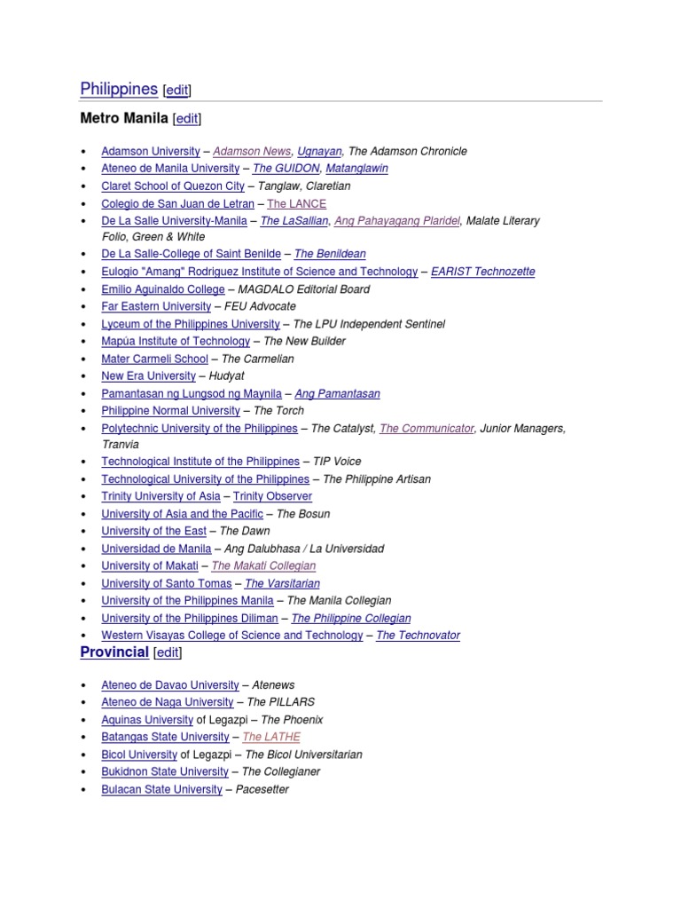 List of Student Papers in The Philippines | PDF | Metro Manila ...