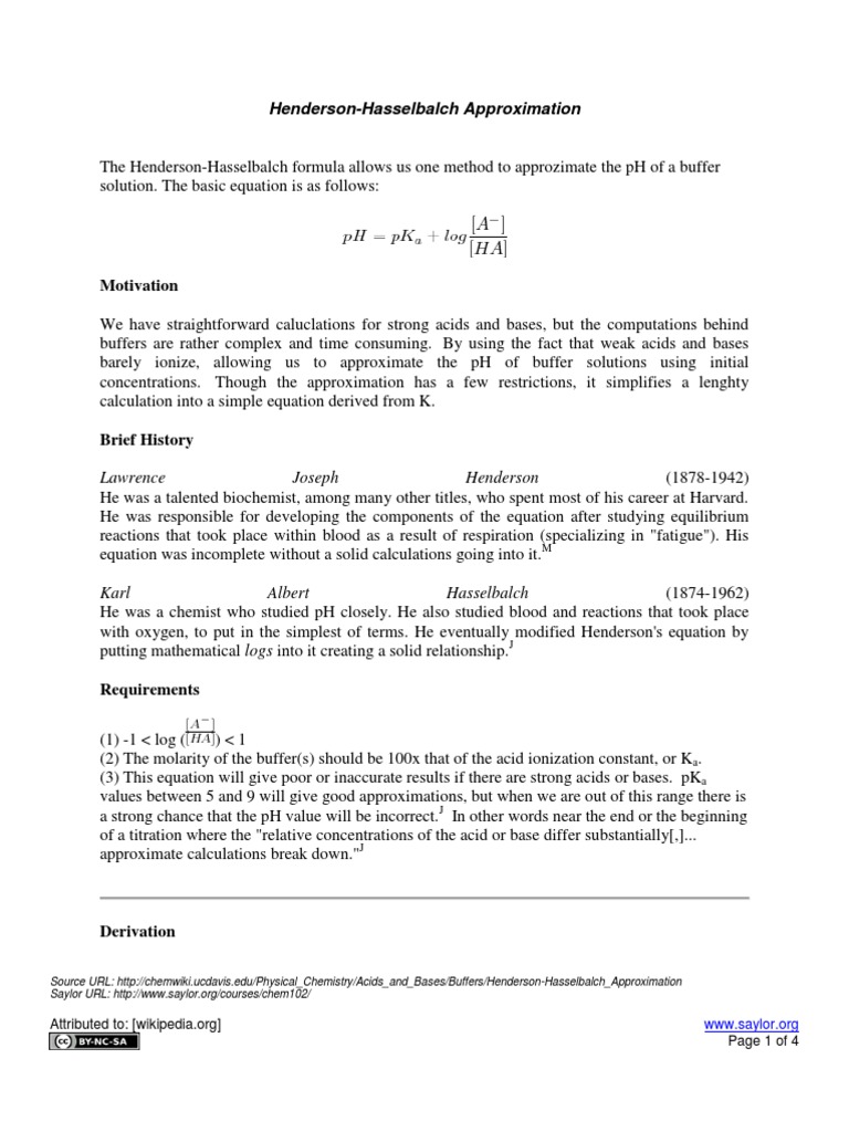 Henderson PDF | PDF | Acid Dissociation Constant | Buffer Solution