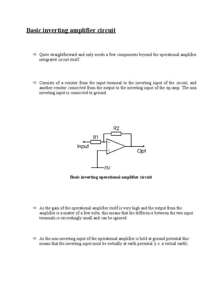 Basic Inverting Amplifier Circuit | PDF | Operational Amplifier | Amplifier