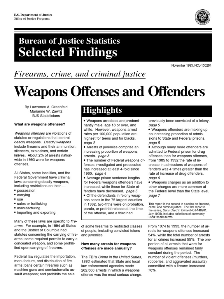 Weapons Offenses and Offenders - Firearms, Crime and Criminal Justice ...