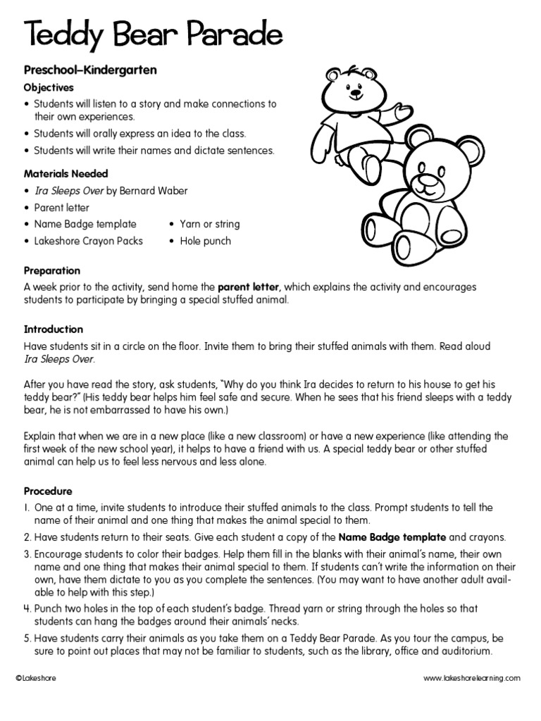 Teddy Bear Parade | PDF | Lesson Plan | Schools