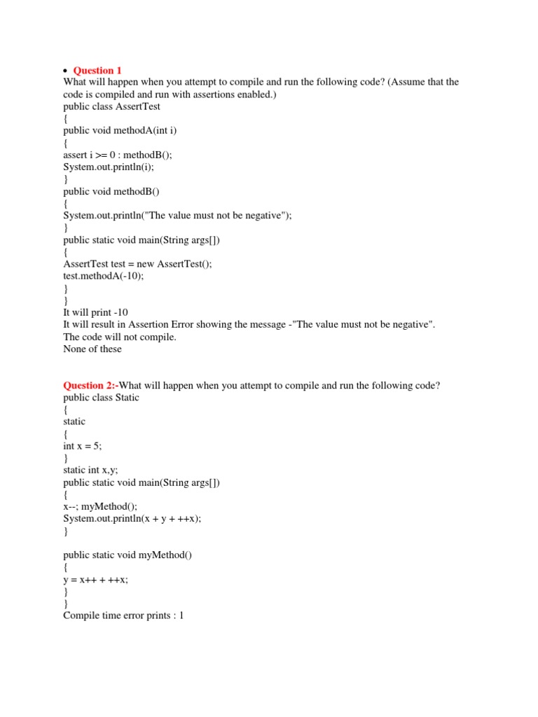 Question 1 | PDF | Boolean Data Type | Java (Programming Language)