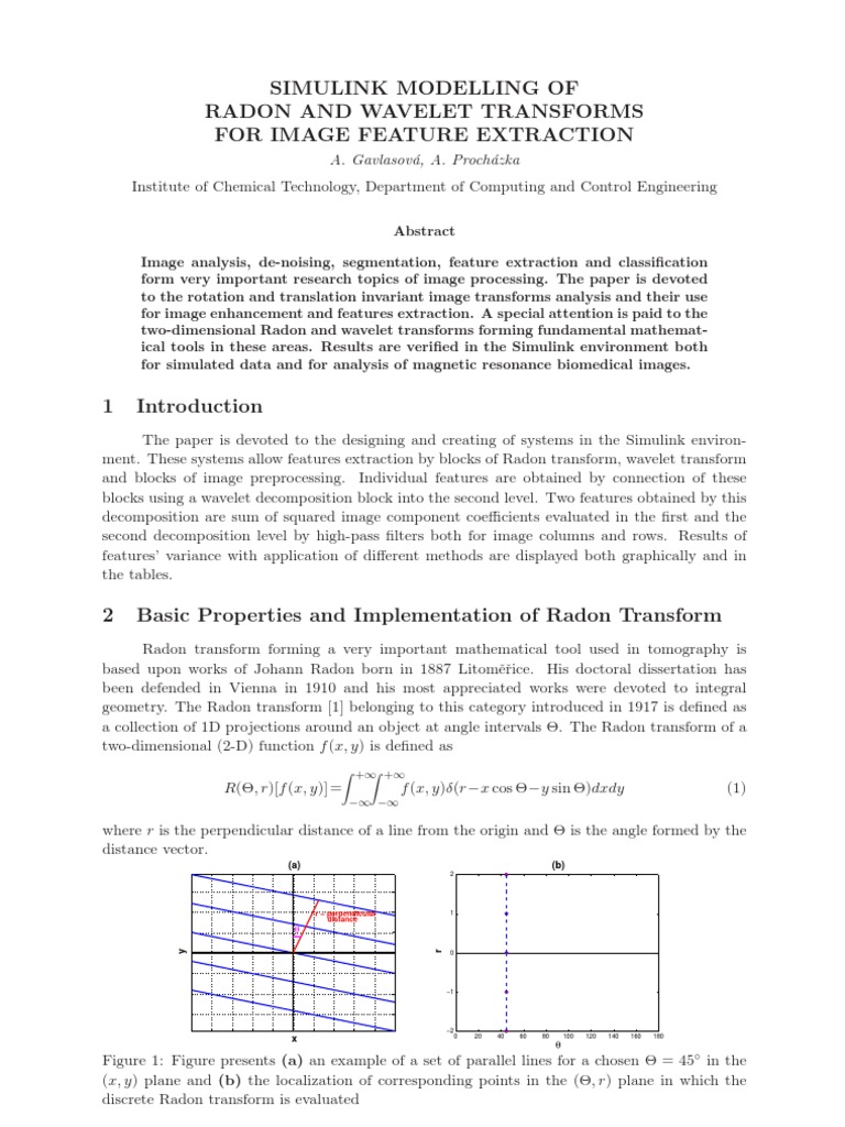 Simulink Modelling Of Radon And Wavelet Transforms For Image Feature Extraction Pdf