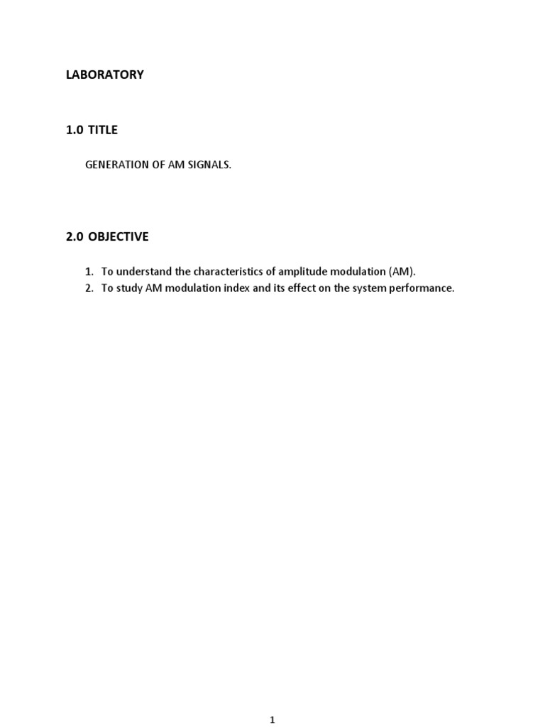 Laboratory: Generation of Am Signals | PDF | Modulation | Frequency ...