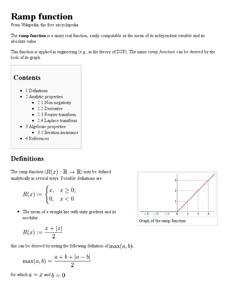Ramp Function: From Wikipedia, The Free Encyclopedia | PDF