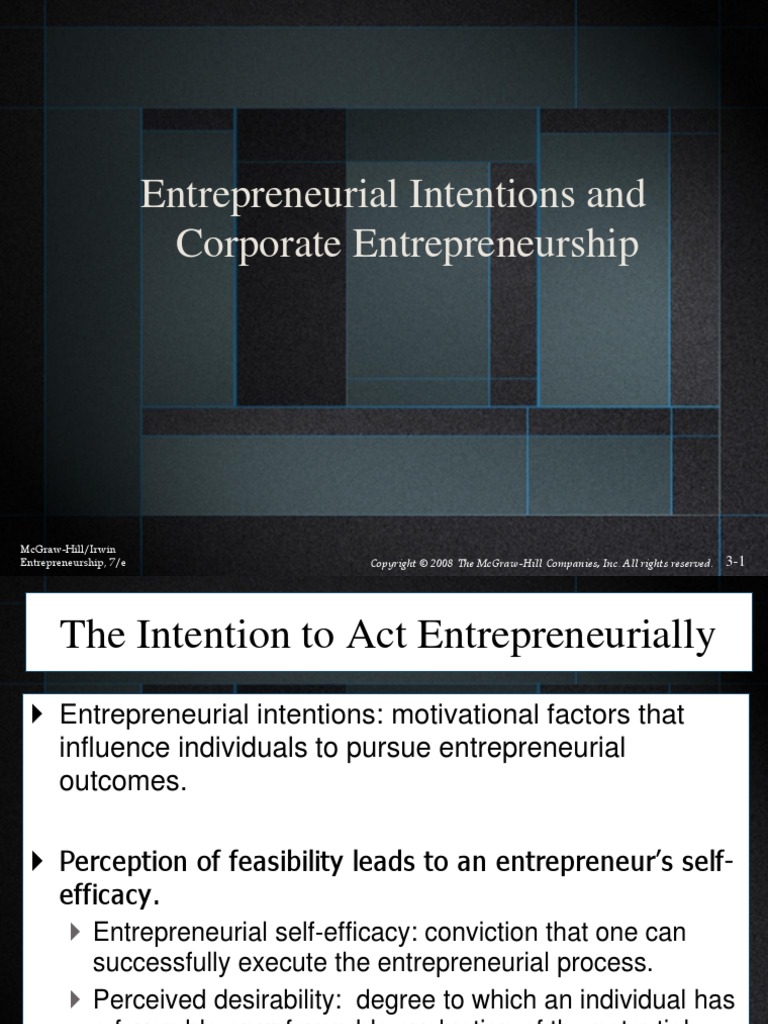 Entrepreneurial Intentions and Corporate Entrepreneurship | PDF ...