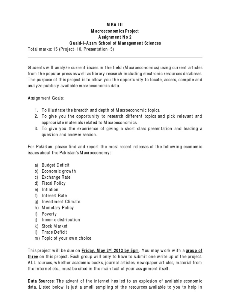 Mba Macroeconomics Assignment 2 Pdf Pdf Macroeconomics Pakistan