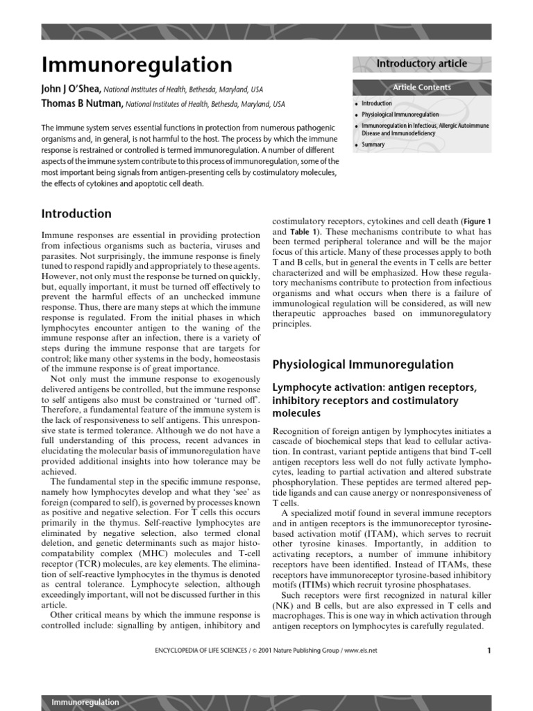 Immunoregulation: A finely tuned process | PDF | T Helper Cell | Immune ...