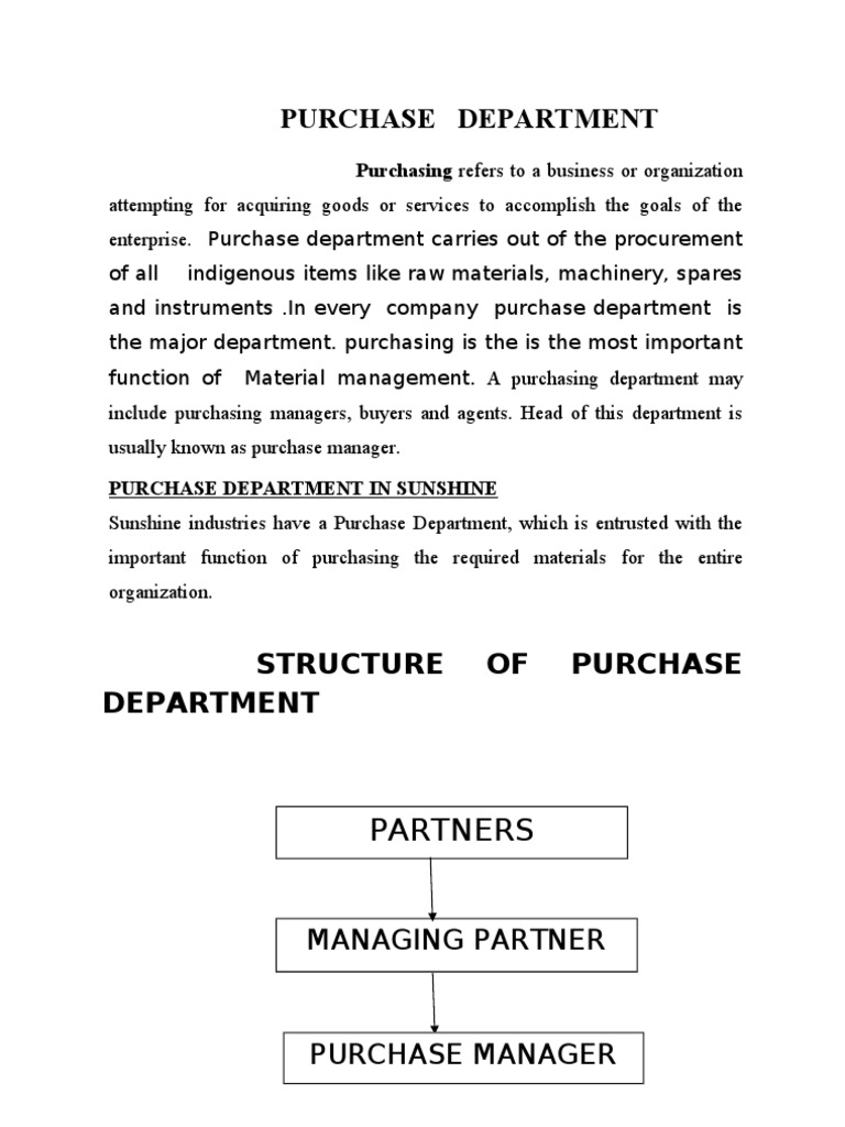 Purchase Dept. Essentials Guide | PDF | Service Industries | Industries
