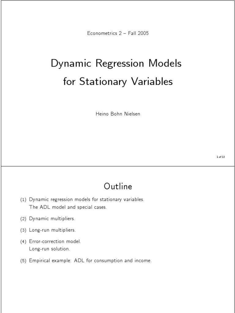 ADL Model | PDF | Autoregressive Model | Multiplier (Economics)