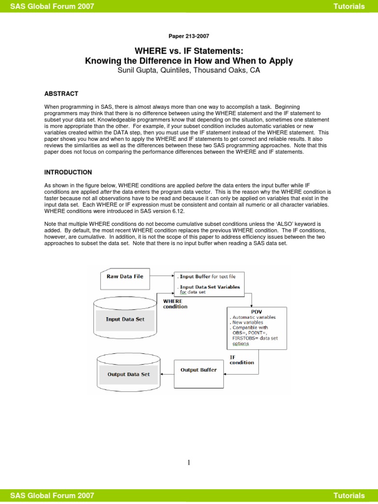 SAS If and Where | Download Free PDF | Sas (Software) | Variable (Computer Science)
