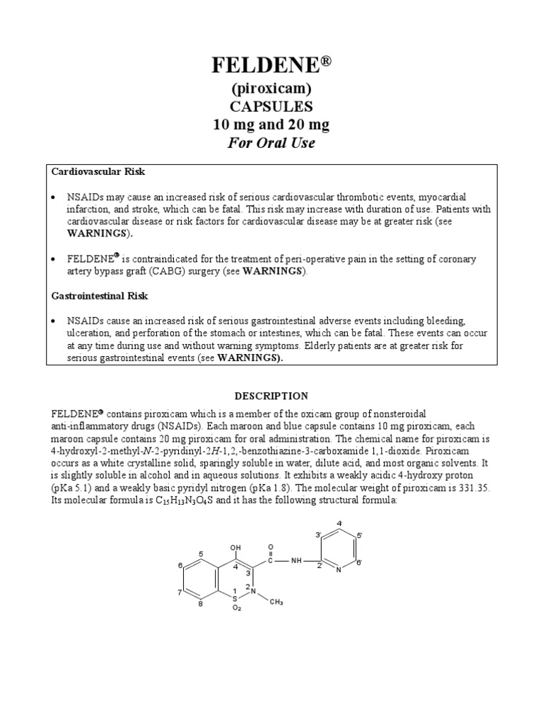 USPI - Med Guide - Feldene - Piroxicam - Capsules | PDF | Nonsteroidal ...