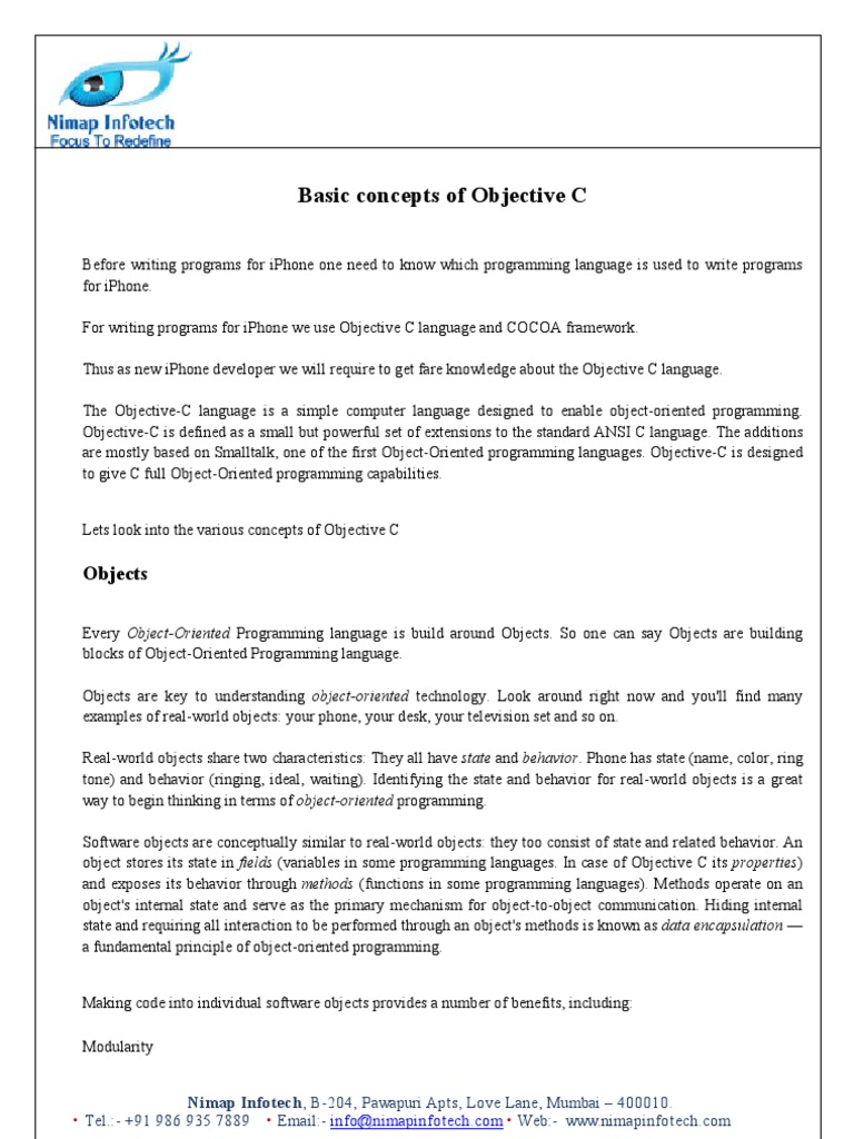 Objective-C Basics for iPhone Development | PDF | Objective C | Class (Computer Programming)