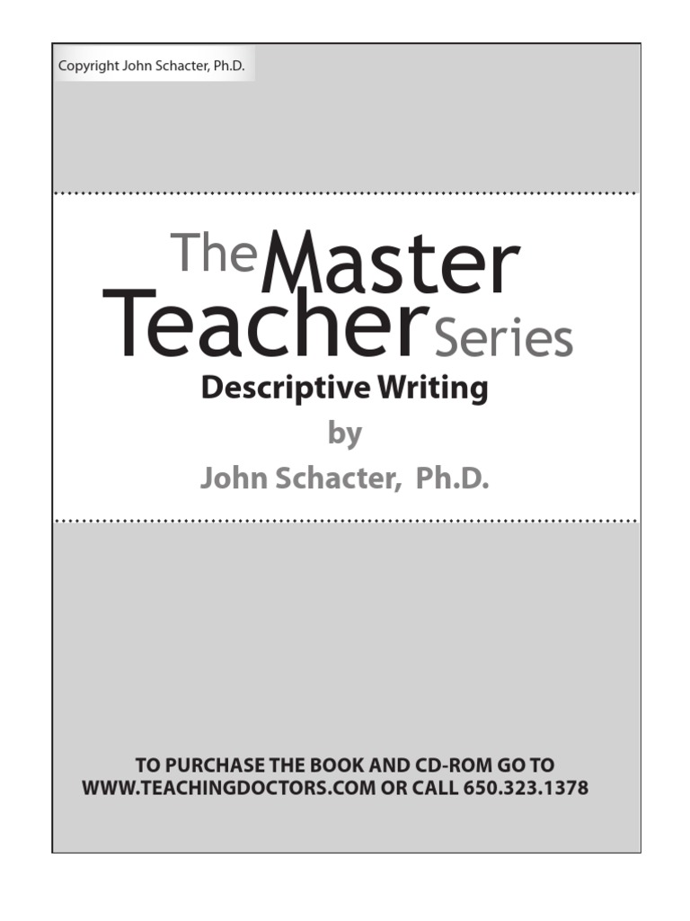 Descriptive Writing Sample PDF Lightning Teachers