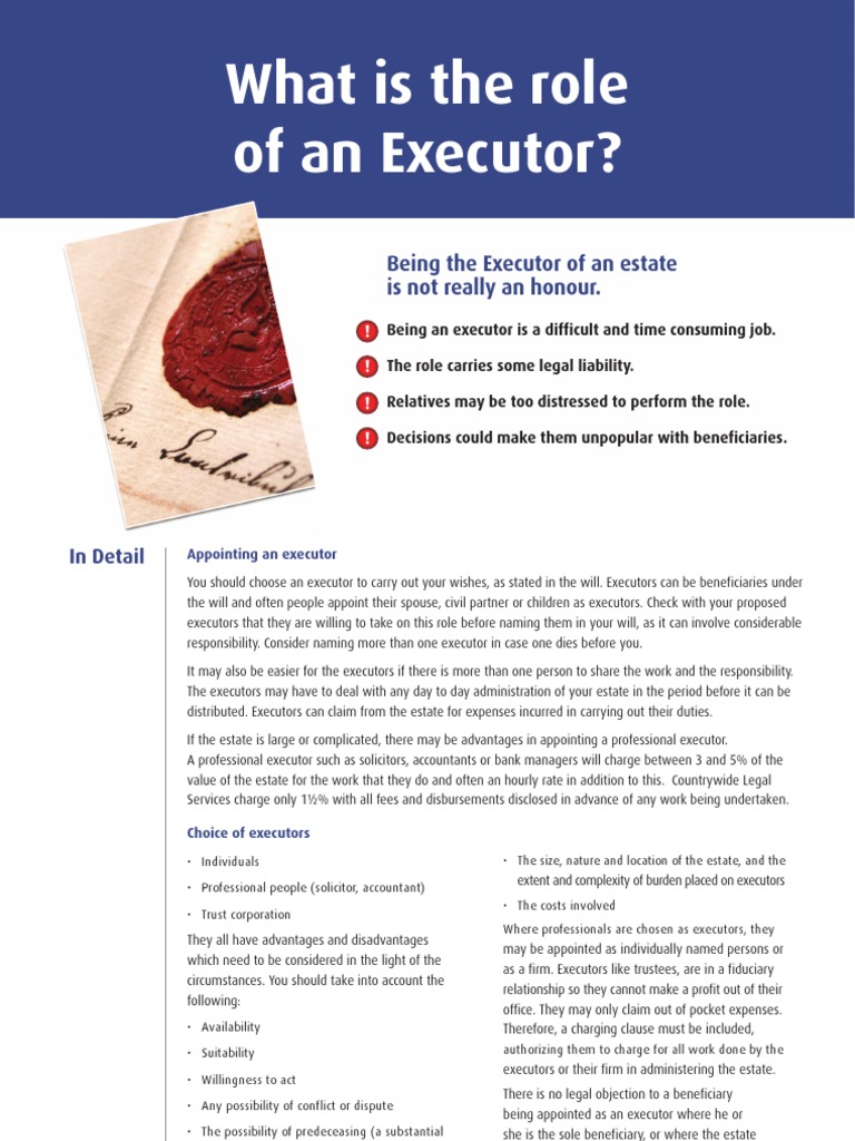 What Is The Role of An Executor | PDF | Executor | Probate