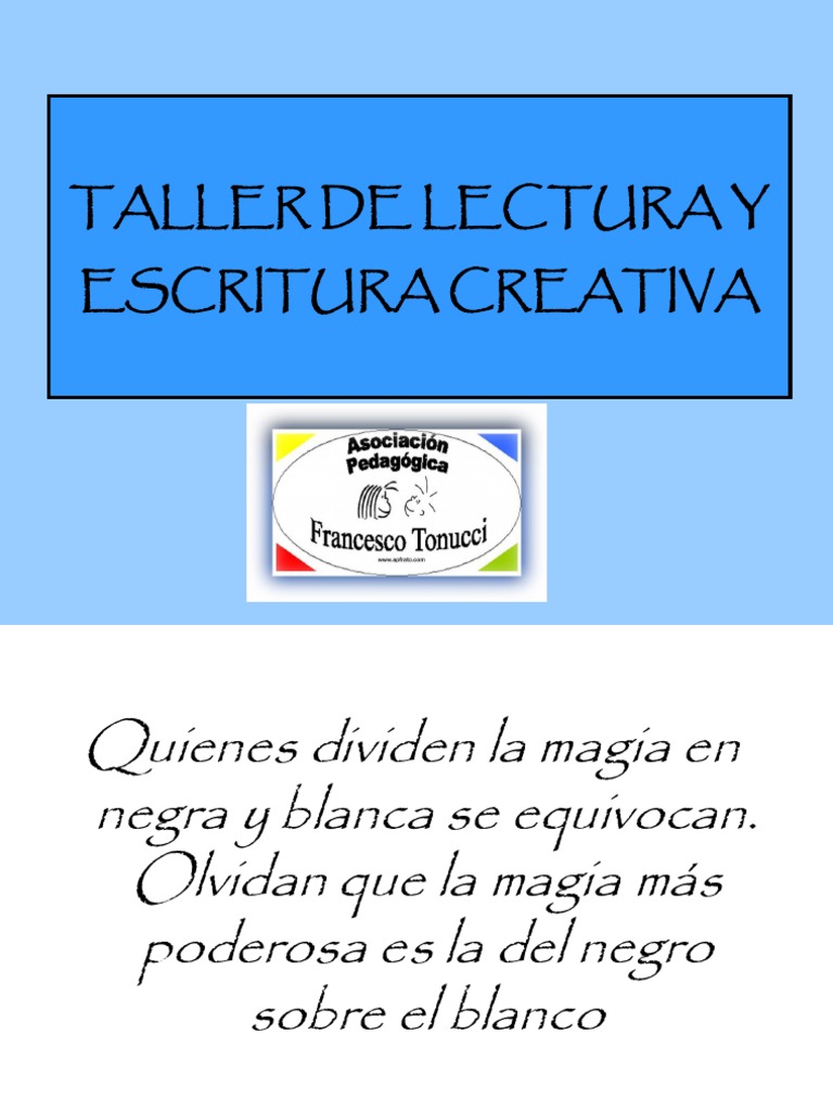 Taller de Lectura y Escritura Creativa | PDF | Lectura (proceso ...