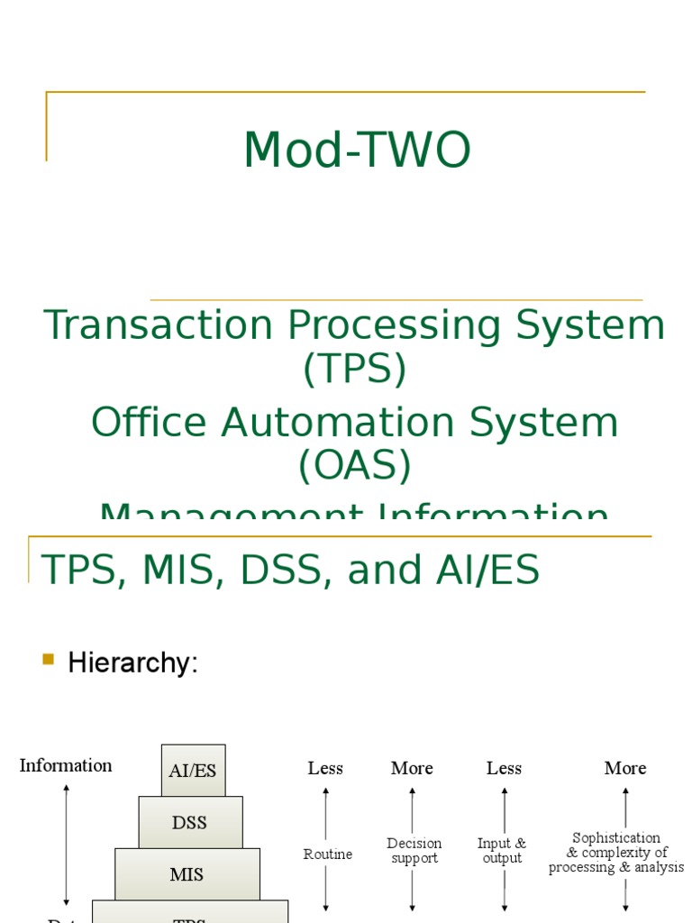 Transaction Processing System TPS Office Automation System OASsfg | PDF ...