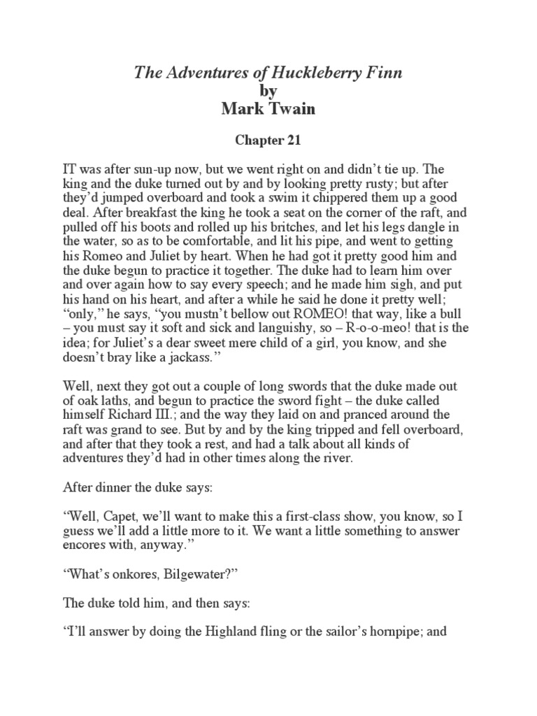 The Adventures of Huckleberry Finn Mark Twain, 21 | PDF