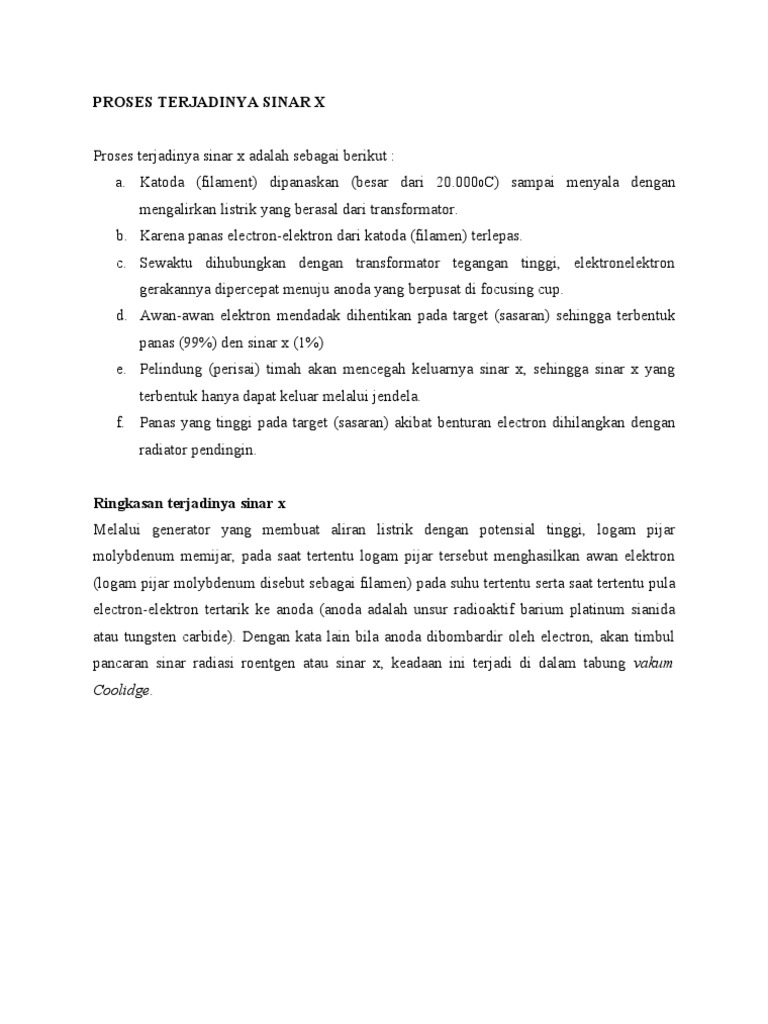 Pembahasan Proses Terjadinya Sinar X | PDF