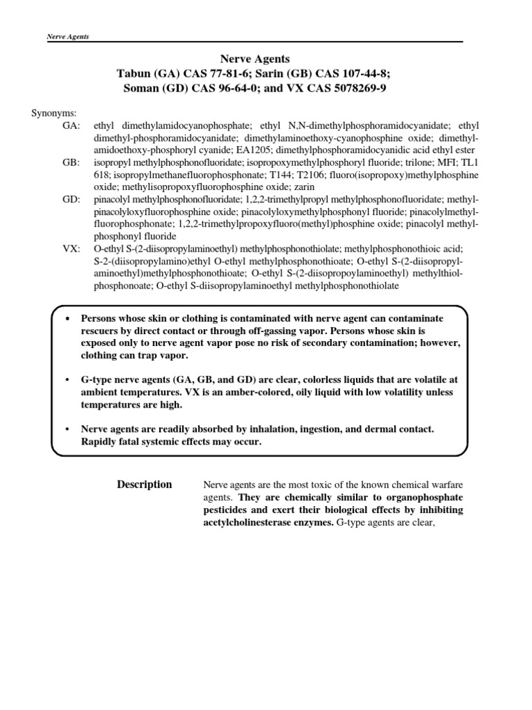 Nerve Agents | PDF | Nerve Agent | Vx (Nerve Agent)