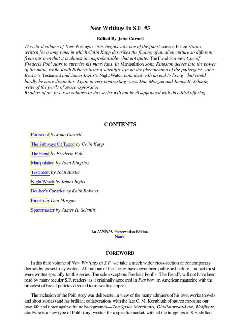 John Carnell - New Writings in SF 3 | PDF | Science Fiction | Nature
