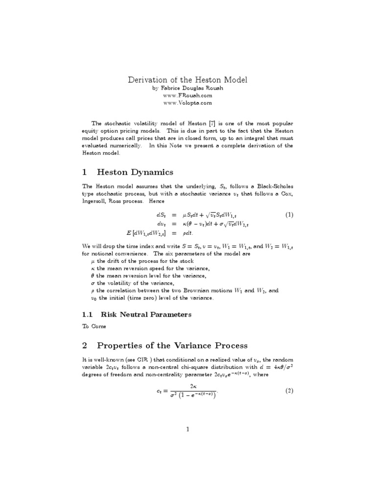 Heston Modelling | PDF | Black–Scholes Model | Applied Mathematics
