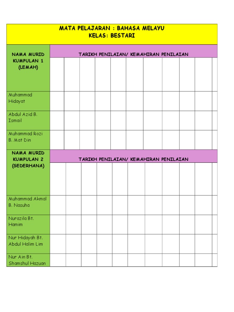 Rekod Prestasi Murid | PDF