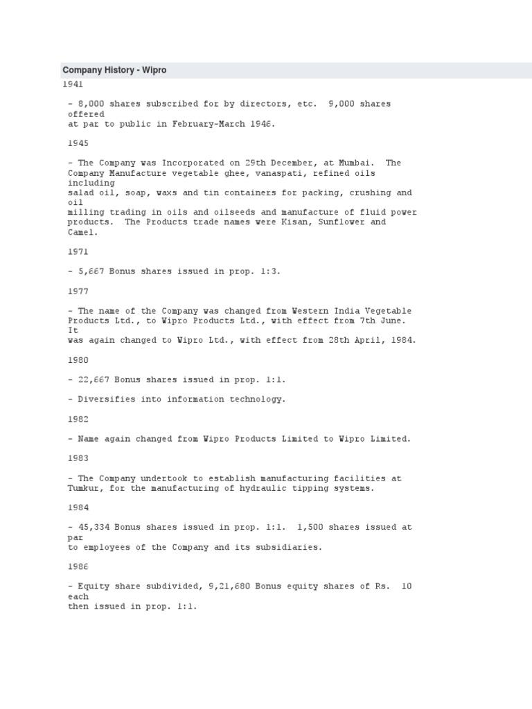 Company History | PDF | Companies | Business