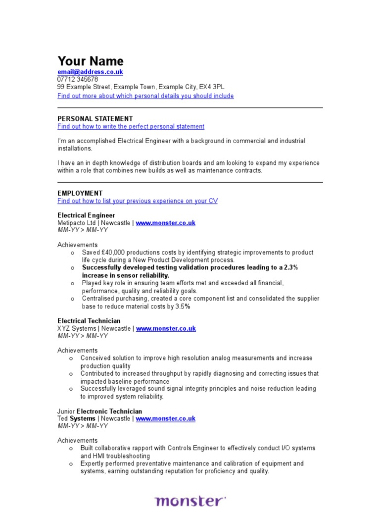 Engineering - Electrical Engineer CV Template | PDF | Business