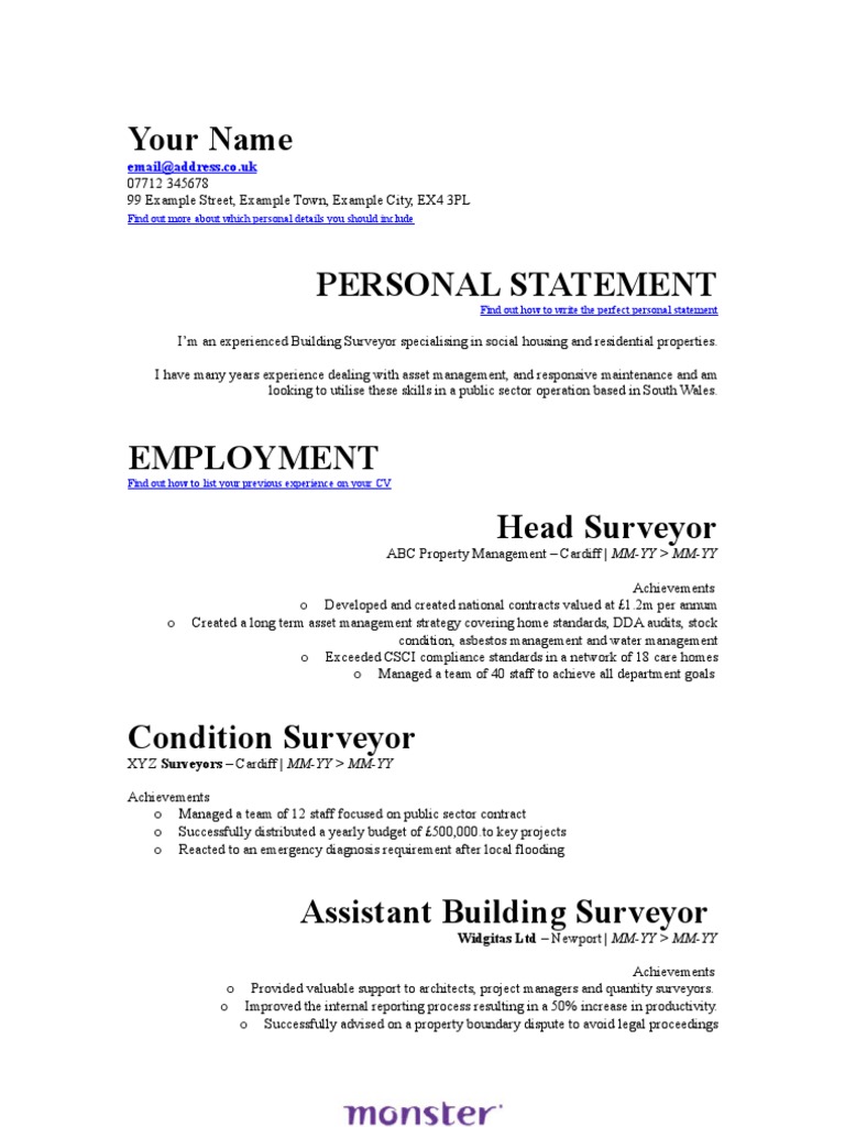 Engineering - Building Surveyor CV Template | PDF | Business